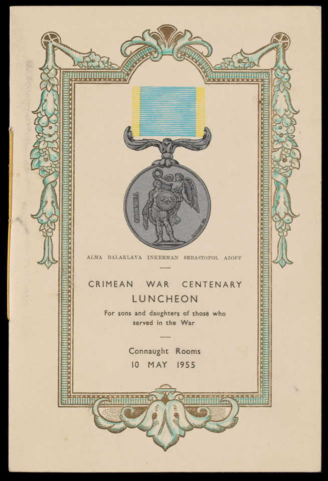 Menu for a 'Crimean War Centenary Luncheon', Connaught Rangers, 10 May ...