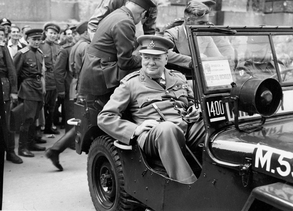 Winston Churchill Visiting The Ruins Of The Reichstag In Berlin During 