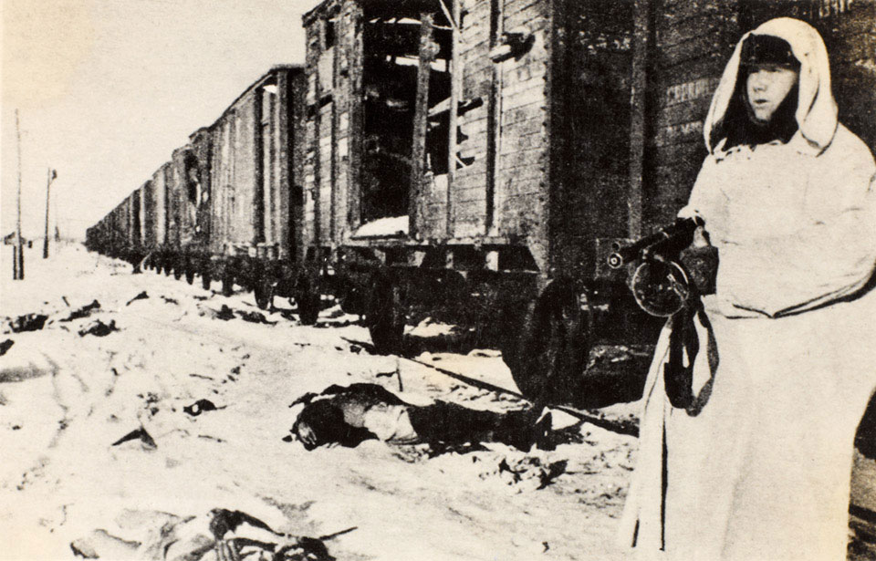 A German supply train attacked by Soviet partisans, 1943 (c) | Online ...