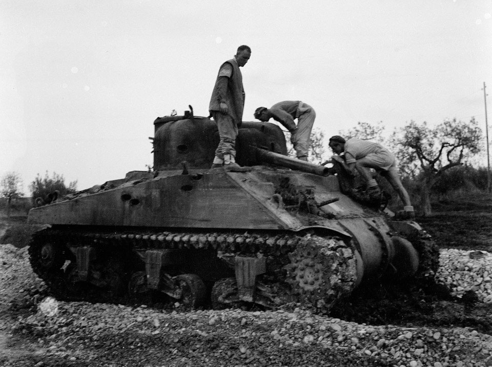 Sherman tank, 1st Canadian Armoured Brigade, Termoli, Italy, 1943 ...