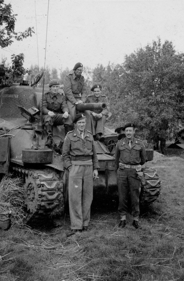 Lieutenant-Colonel Rankin with Sherman tank and crew, Regimental Head ...