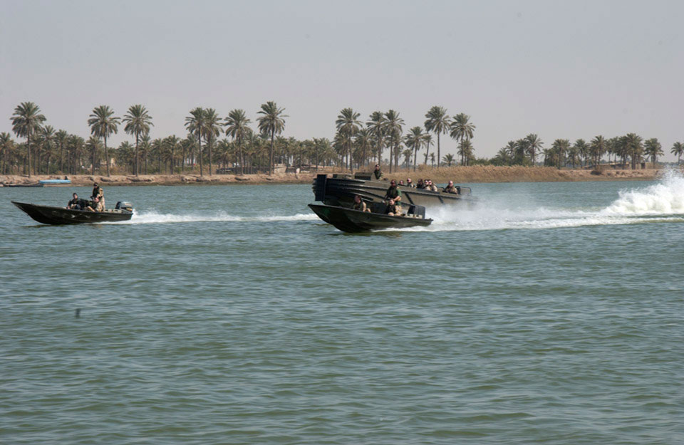 21 Engineer Regiment Boat Troop training on the Shatt al-Arab Waterway ...