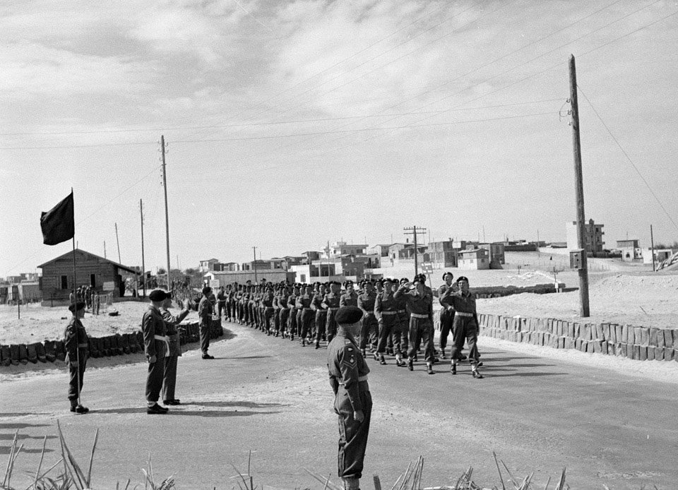 2nd Royal Gloucestershire Hussars marching in a church parade at Sidi ...