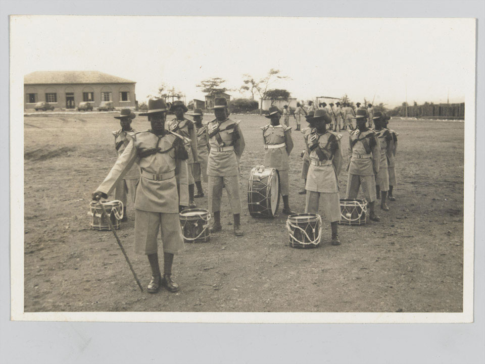 The band of the 4th (Uganda) Battalion, The King's African Rifles, in ...