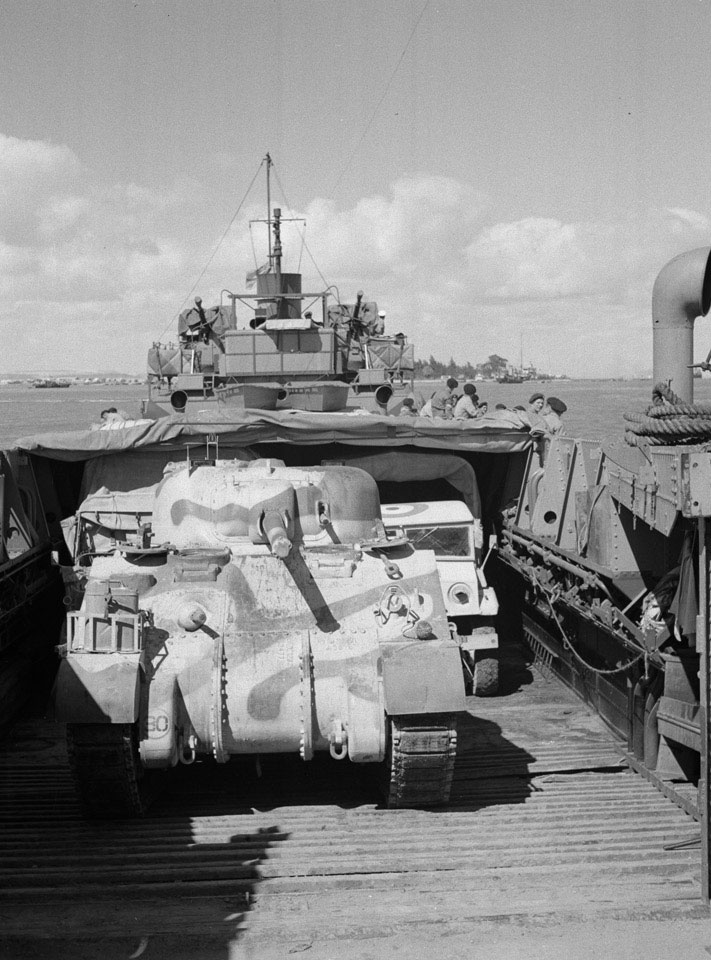 Sherman tank loaded on a Landing Craft Tank (LCT), North Africa, 1943 ...