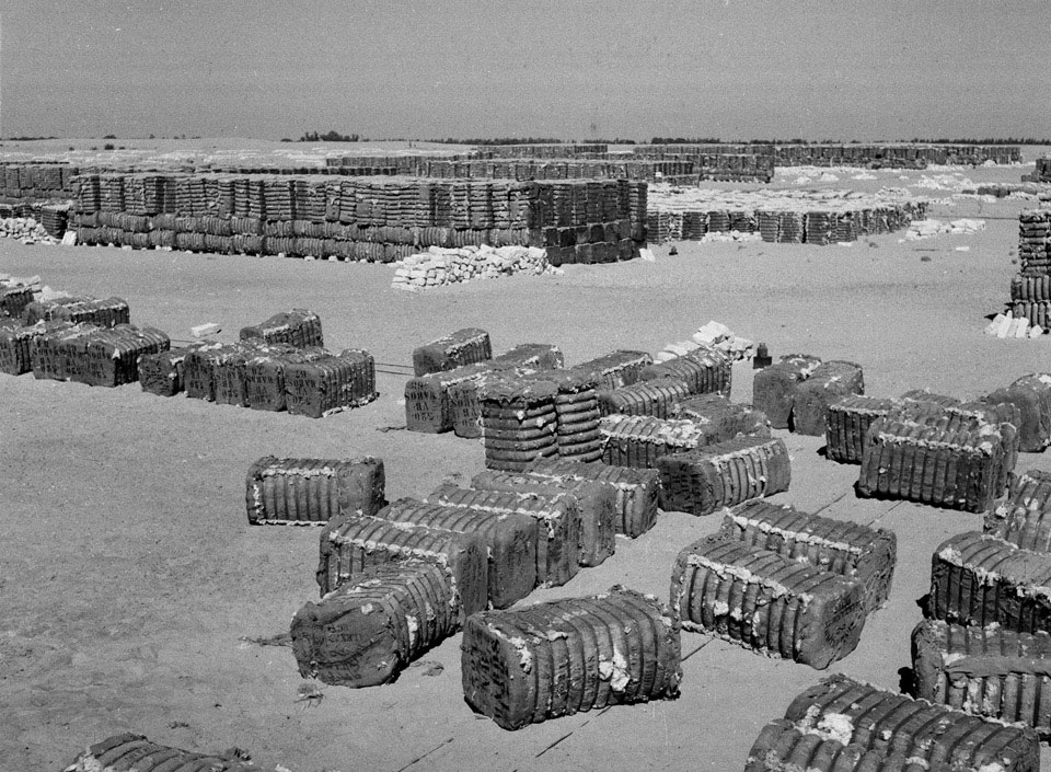 'Cotton crated for transport. Khatatba - Cairo Road', Egypt, 1942 ...