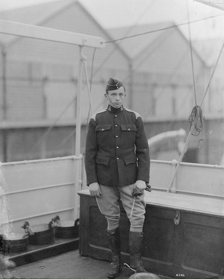 Mounted soldier in Field Service uniform, glass negative, 1895 (c ...