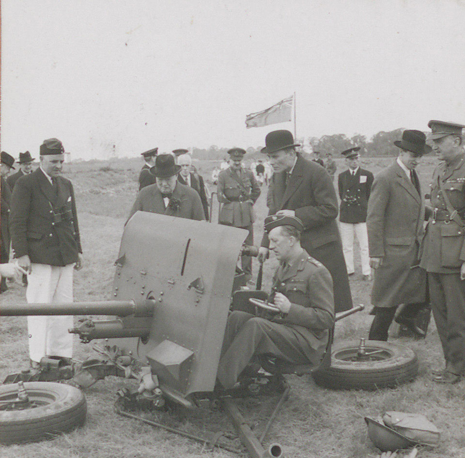Prime Minister Winston Churchill inspecting a Quick Firing 2 -Pounder ...