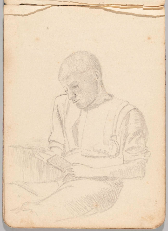 Sketch of a soldier reading, World War One (1914-1918) | Online ...