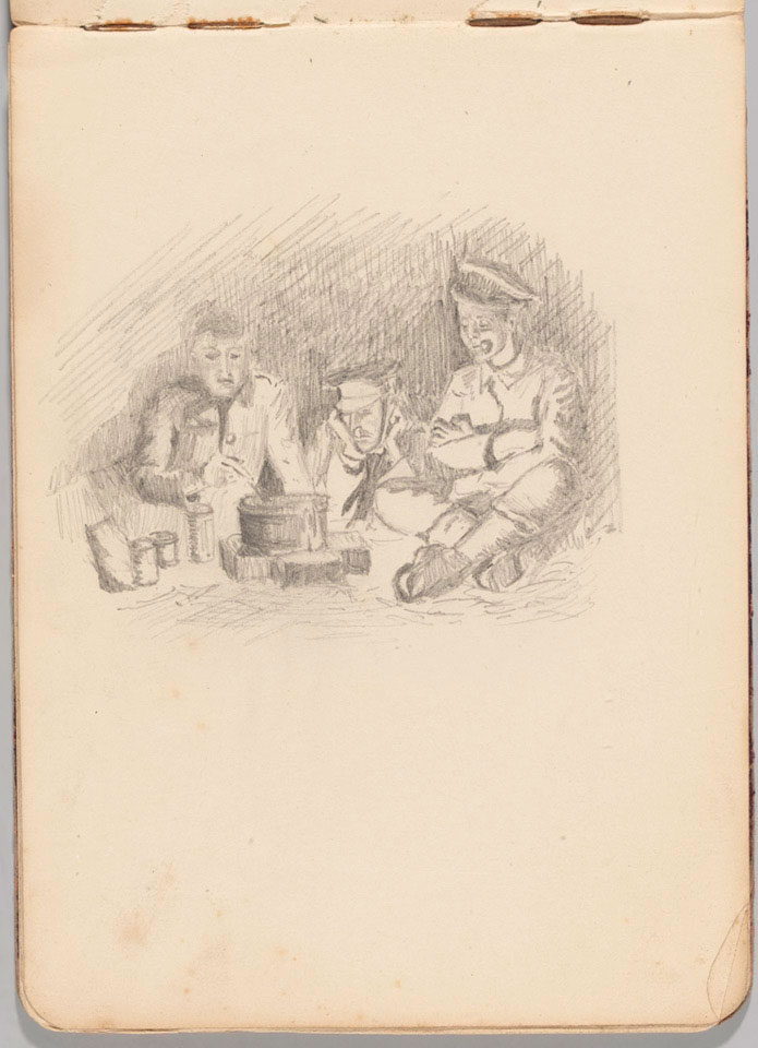 Sketch of soldiers cooking, World War One (1914-1918) | Online ...