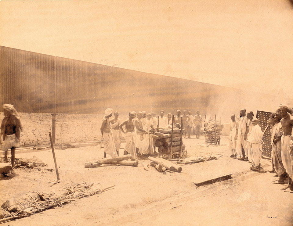 'Sonapore. Interior of Burning Ground, with Corpse on Pyre', India ...