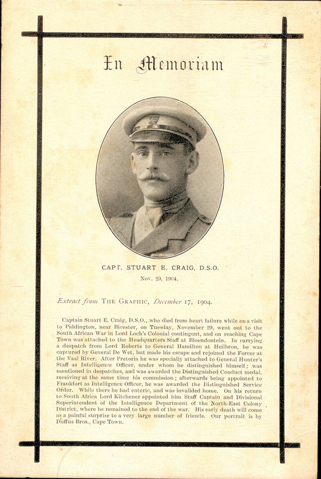 'In memoriam, Capt Stuart Edward Craig DSO, 29 Nov 1904', obituary ...
