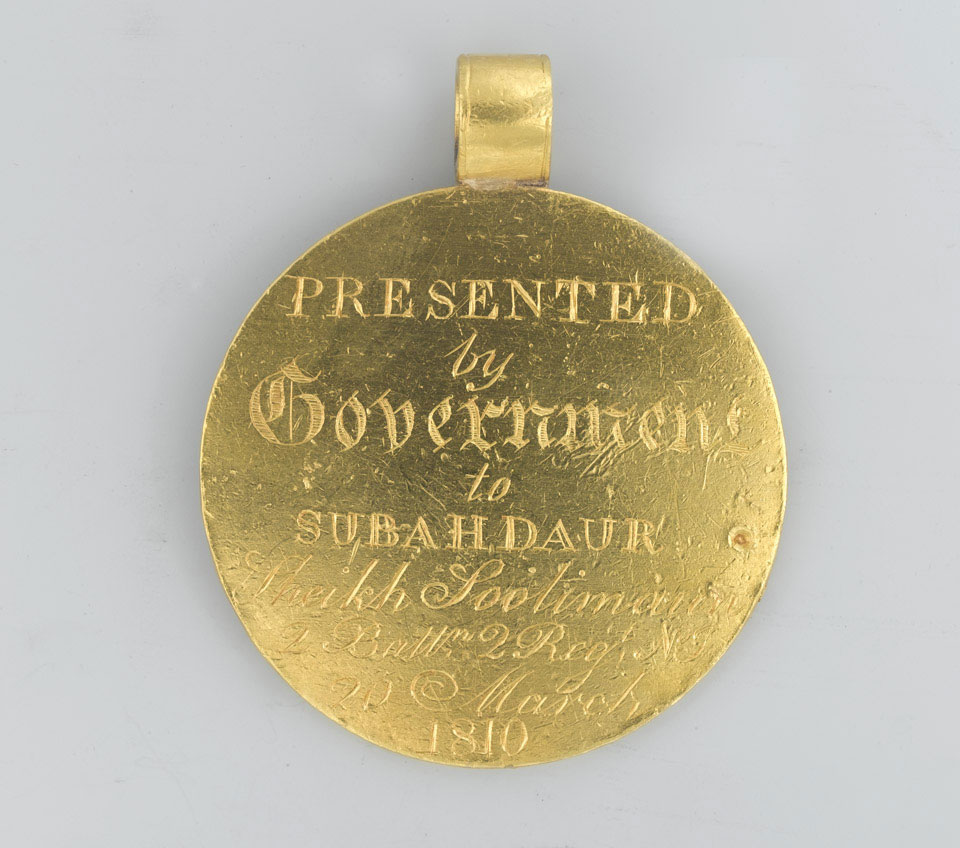 Gold Gallantry Medal, Subadar Shaik Souliman, 2nd Regiment of Bombay ...