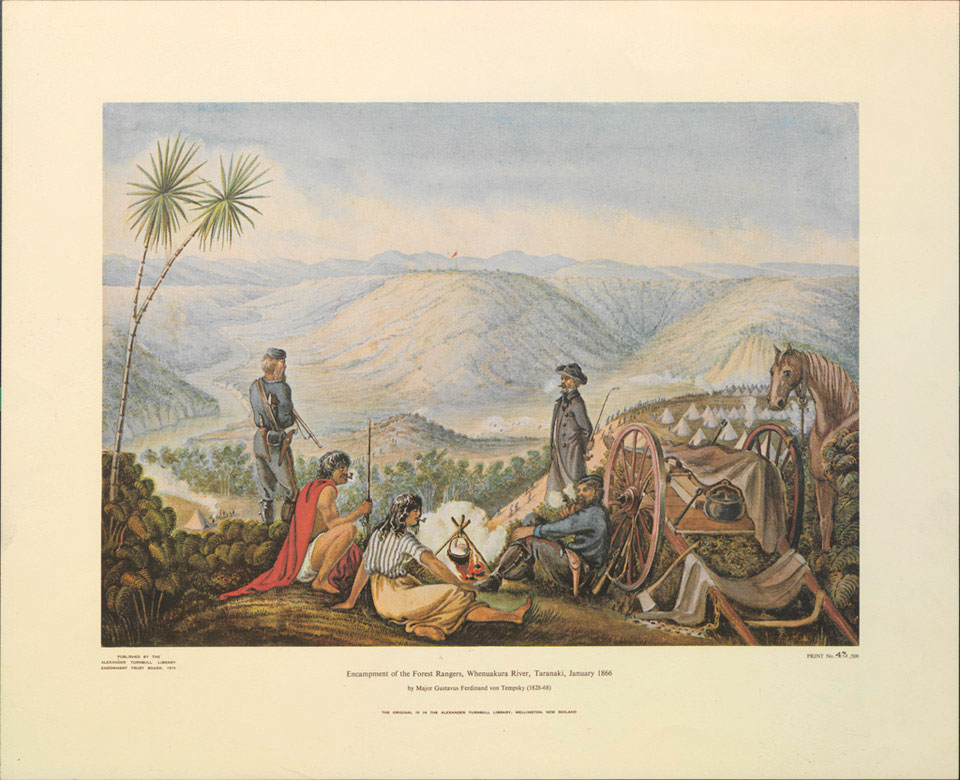 'Encampment of the Forest Rangers, Whenuakura River, Taranaki, January ...