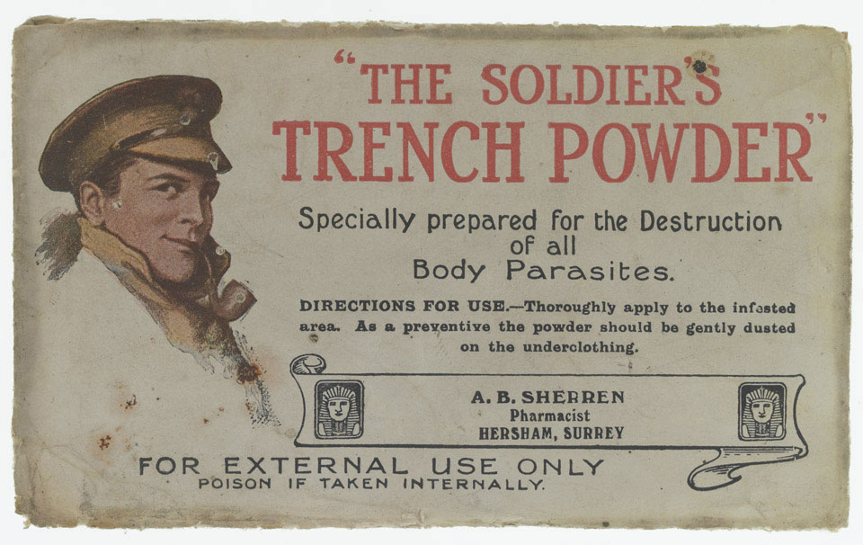 Paper sachet of 'The Soldier's Trench Powder: For the destruction and ...