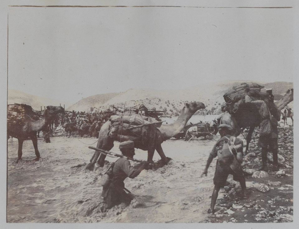 Troops with camels fording the Tank Zam River, 1919 (c) | Online ...