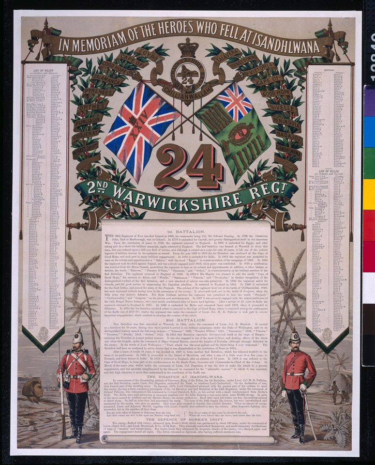 Illuminated scroll commemorating soldiers killed at Isandlwana, 1879 ...