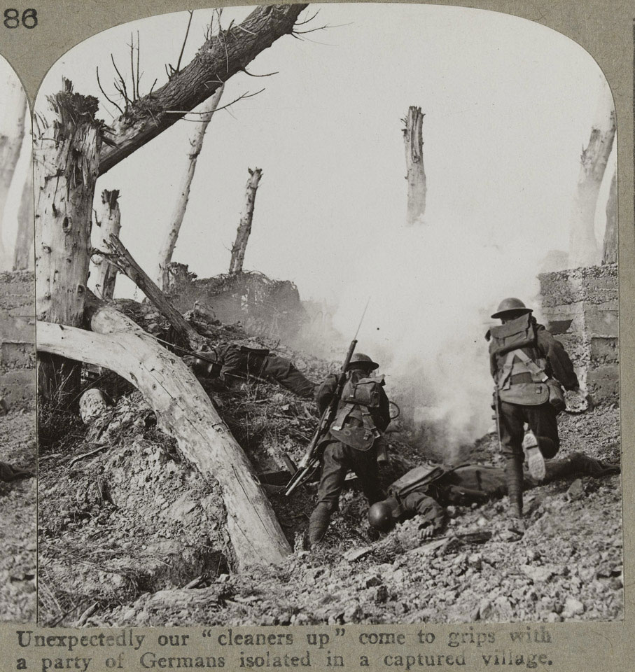 A British raid against a party of isolated Germans in a village, 1917 ...