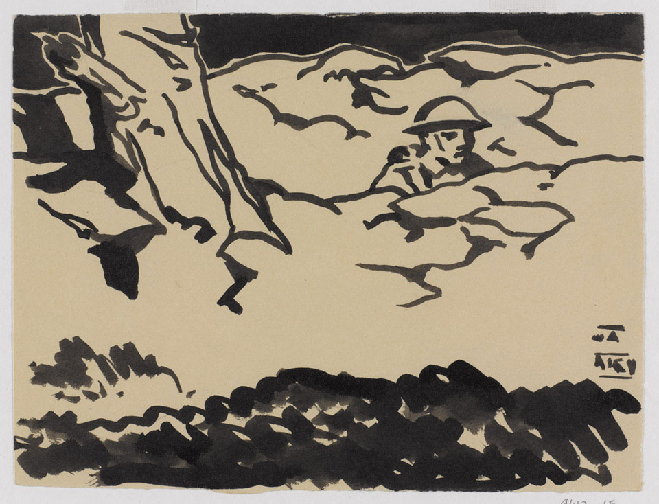 'A 'Tommy' in a shell-hole looking right.' | Online Collection ...