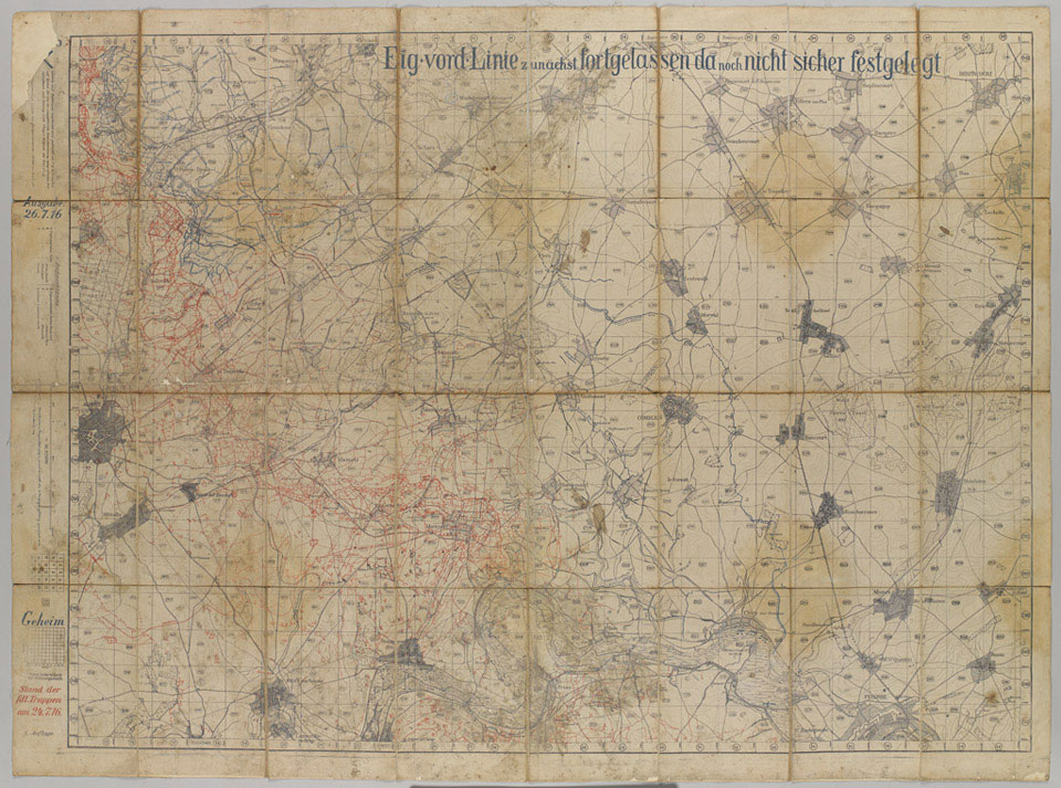 German trench map of the area north of Bray-sur-Somme, 24 July 1916 ...