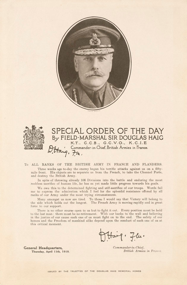 Printed commemorative poster reciting the Special Order of the Day ...