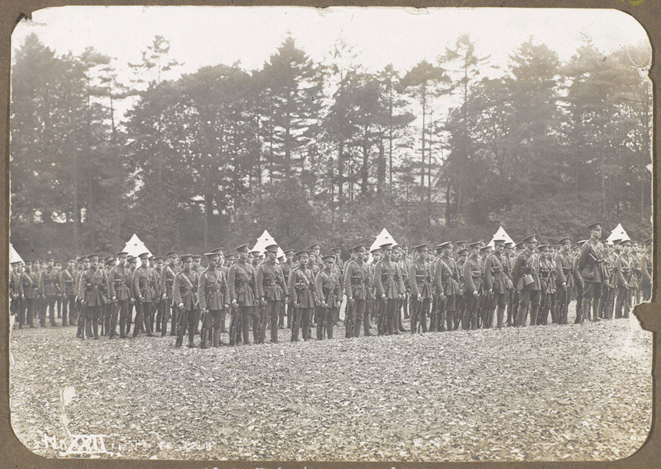 Members of the Inns of Court Officer Training Corps parading at ...