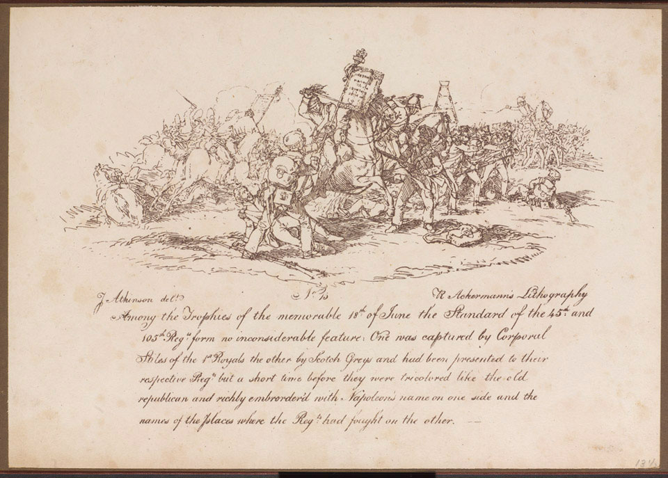 The capture of French eagles at the Battle of Waterloo, 18 June 1815 ...