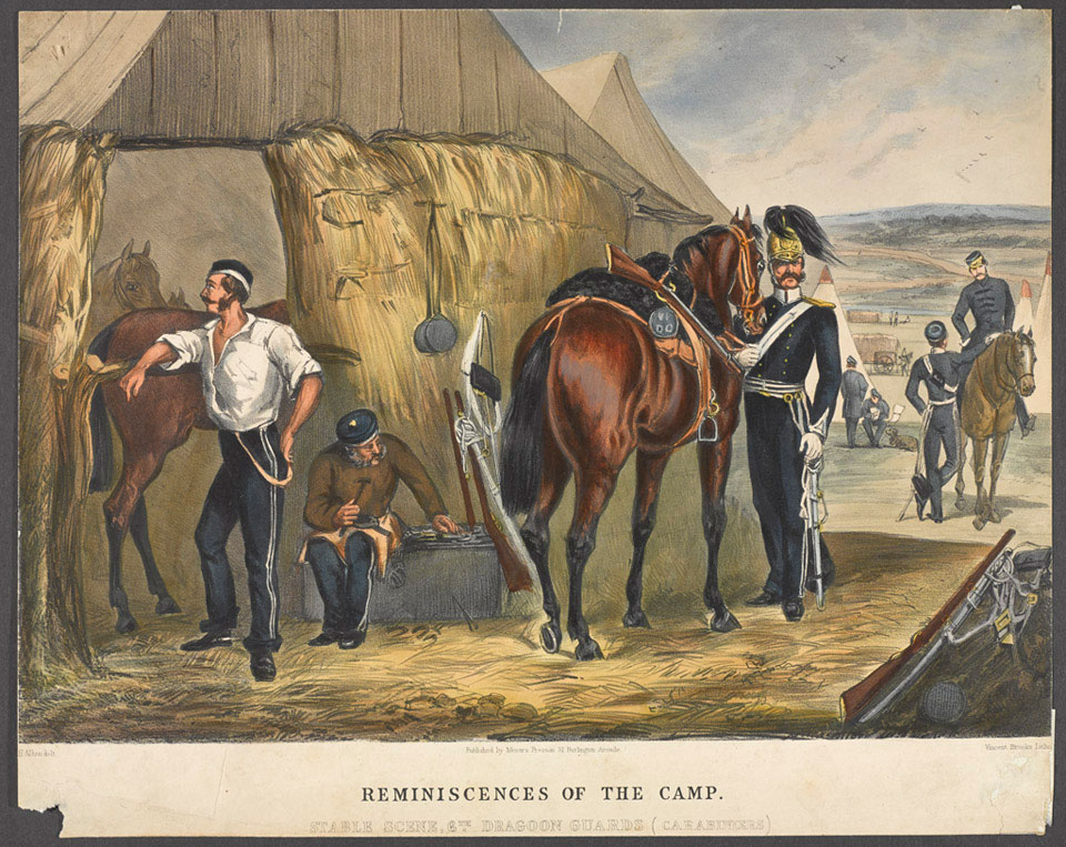 'Stable Scene, 6th Dragoon Guards (Carabiniers)', Chobham Camp, 1853 ...