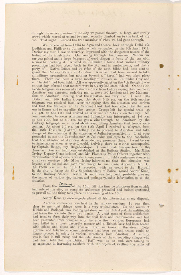 Printed statement by Brigadier General Reginald Edward Henry Dyer ...