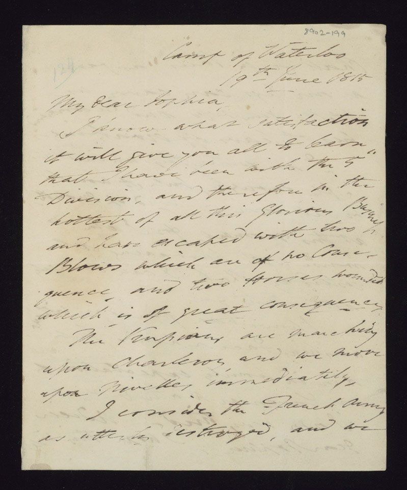 Letter from Lieutenant-Colonel Sir William Maynard Gomm to his sister ...