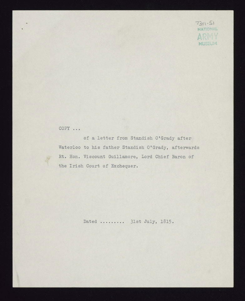 Transcript copy of a letter from Standish O'Grady to his father, 31 ...