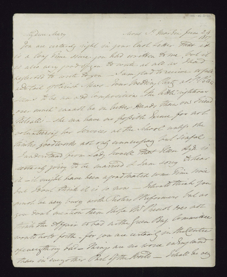 Letter from Reverend Samuel Briscoe to his sister Mary Briscoe in ...
