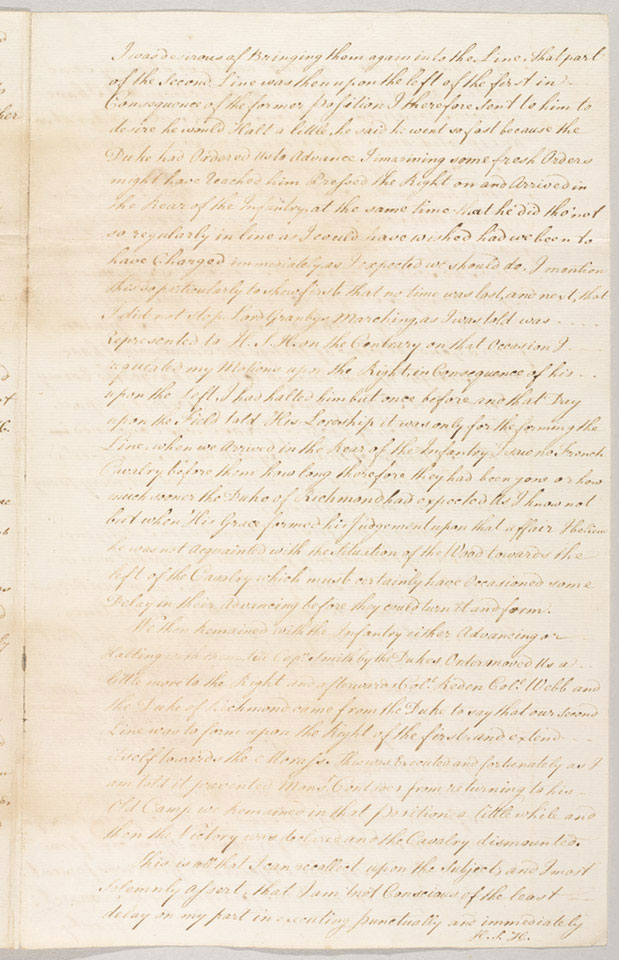 Apology by General Lord George Sackville relating to his conduct at the Battle of Minden, 1 ...