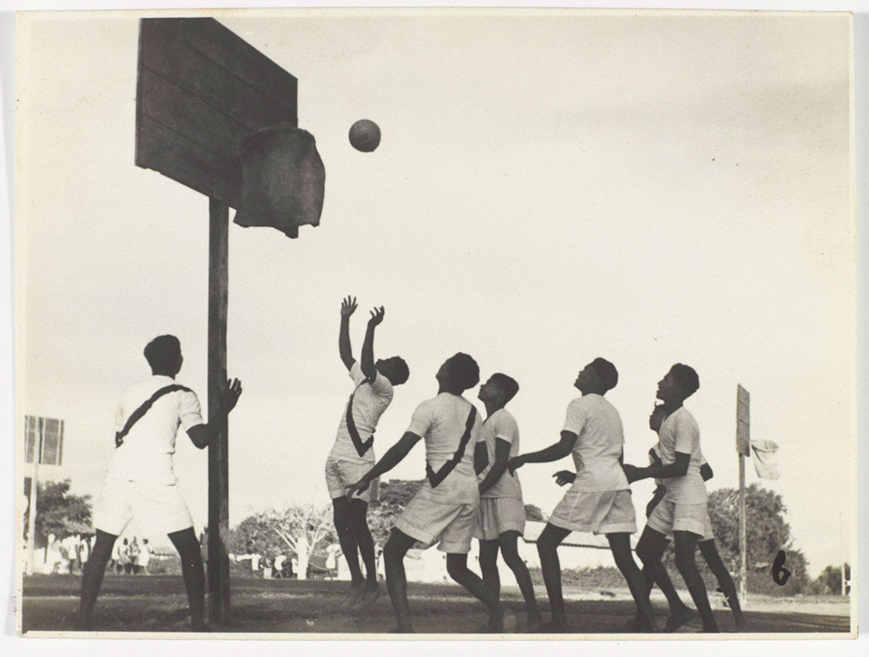 Sappers of the Royal Indian Engineers playing basketball, 1920-1945 (c ...