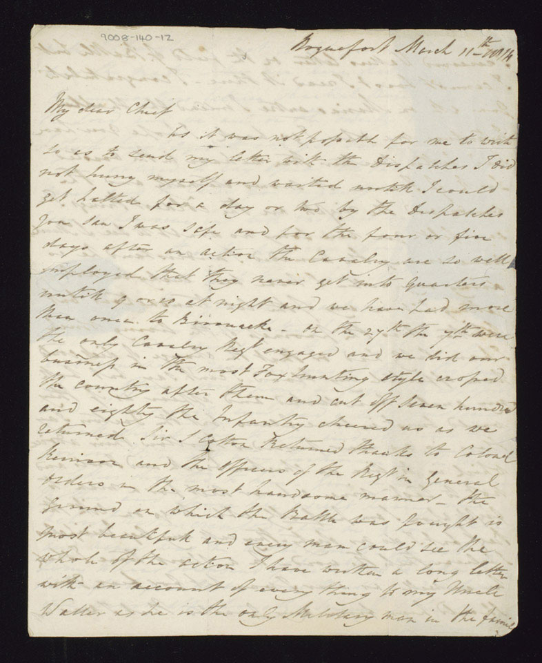 Letter from Lieutenant Standish O'Grady to his father the 1st Viscount ...
