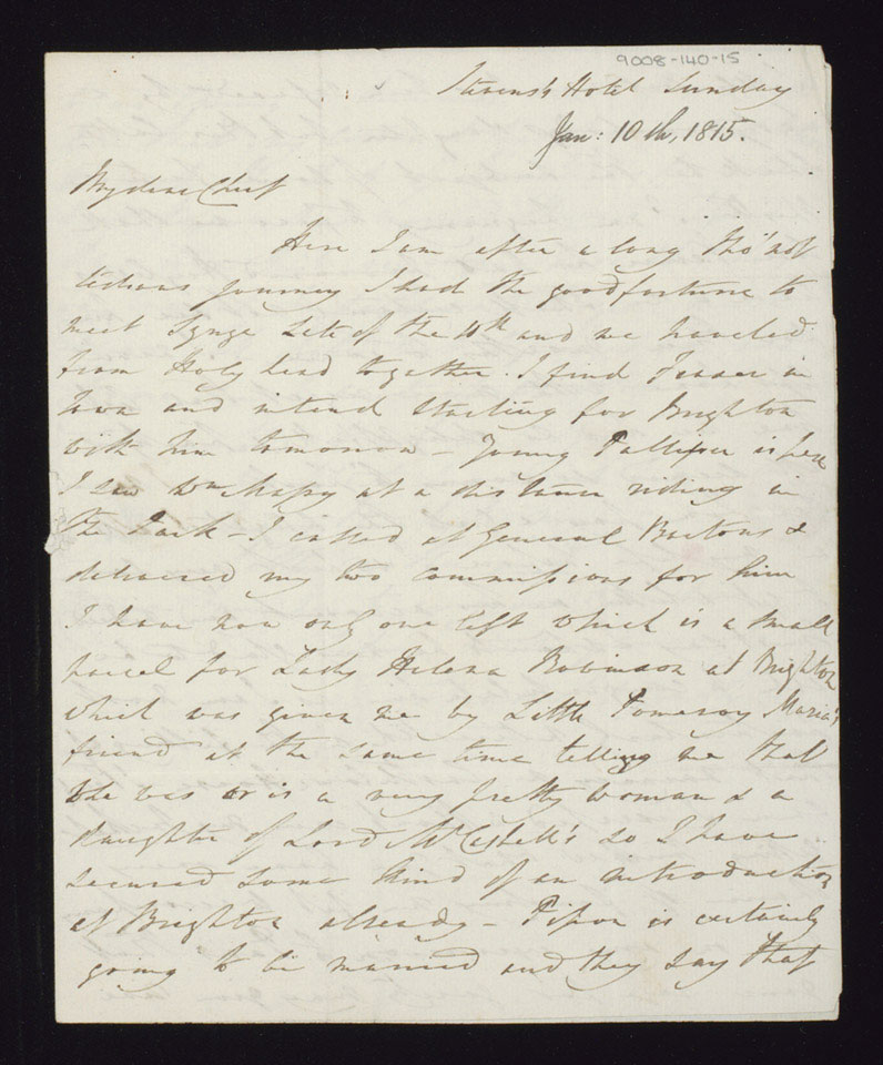 Letter from Lieutenant Standish O'Grady to his father the 1st Viscount ...