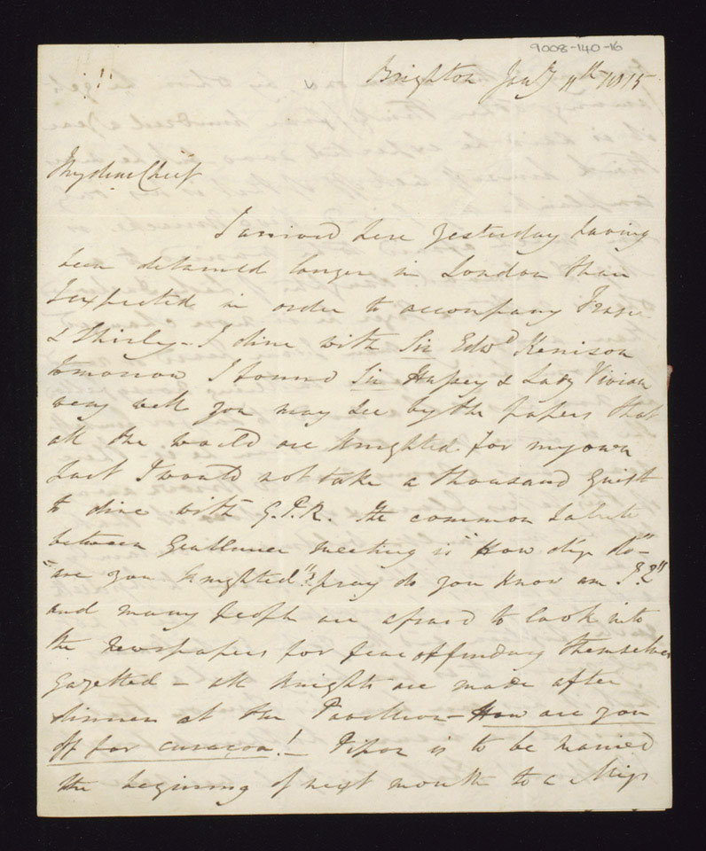Letter from Lieutenant Standish O'Grady to his father the 1st Viscount ...