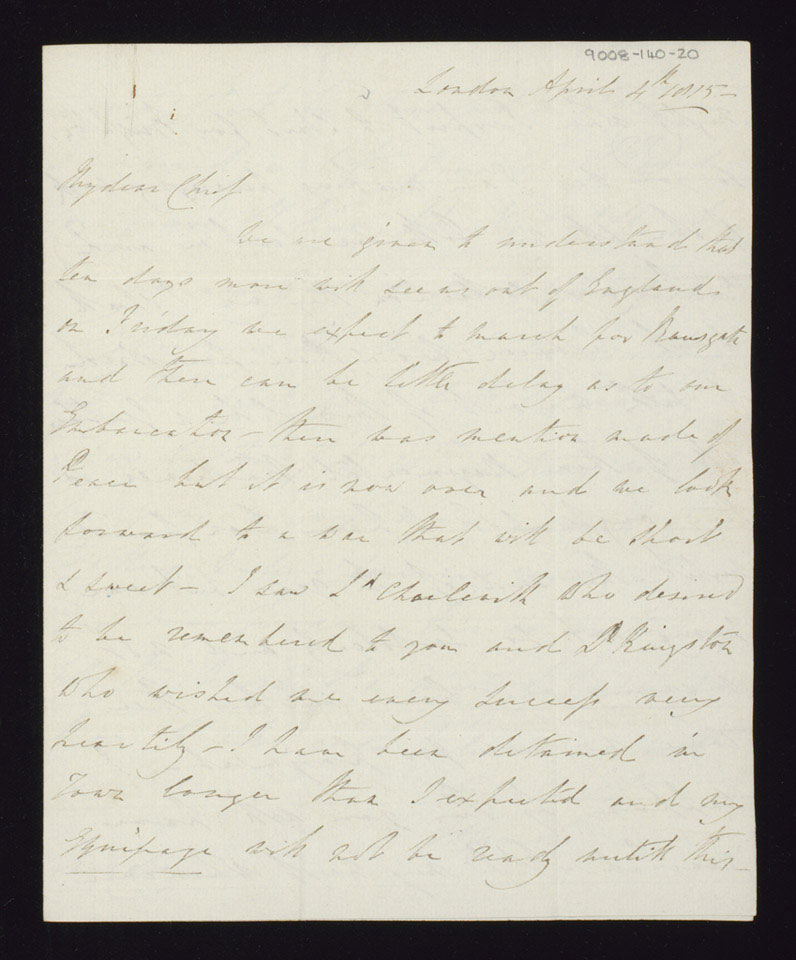 Letter from Lieutenant Standish O'Grady to his father the 1st Viscount ...