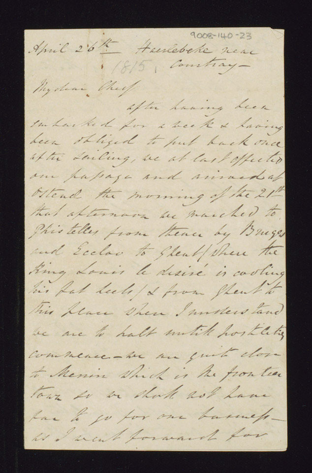Letter from Lieutenant Standish O'Grady to his father the 1st Viscount ...