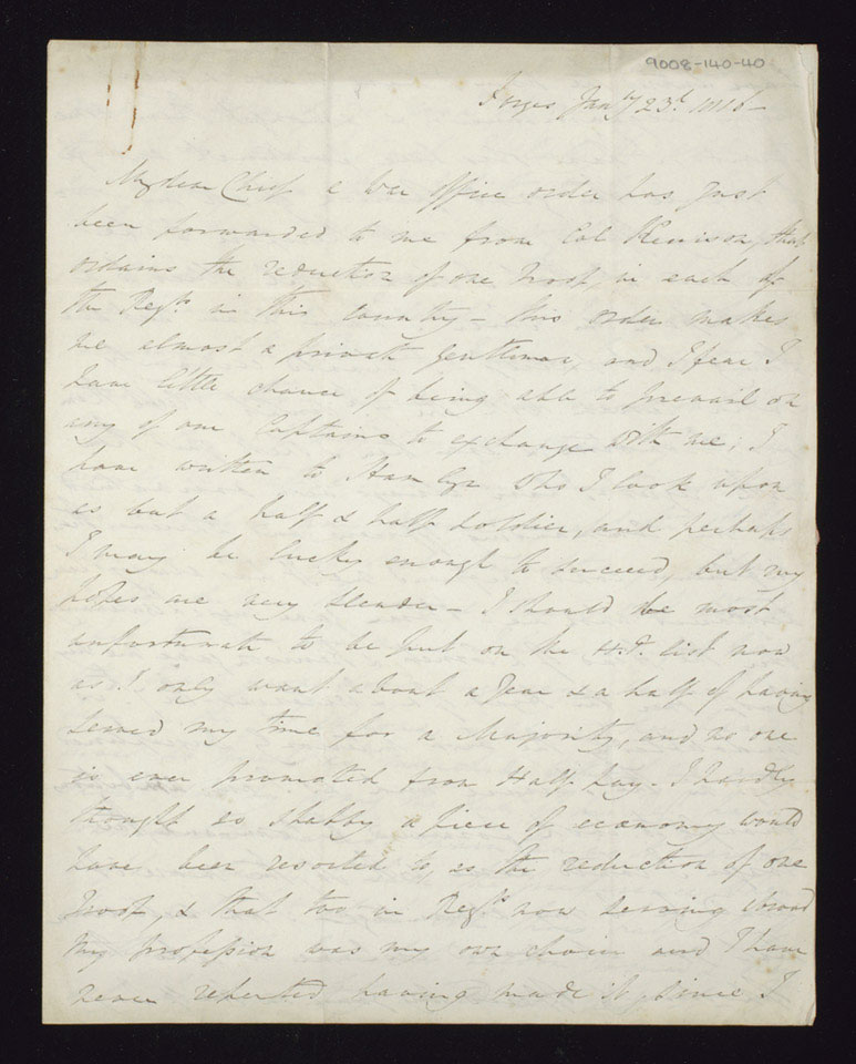 Letter from Captain Standish O'Grady to his father the 1st Viscount ...