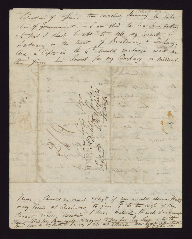 Manuscript letter from Lieutenant William Cowper Coles, 4th (Queen's ...