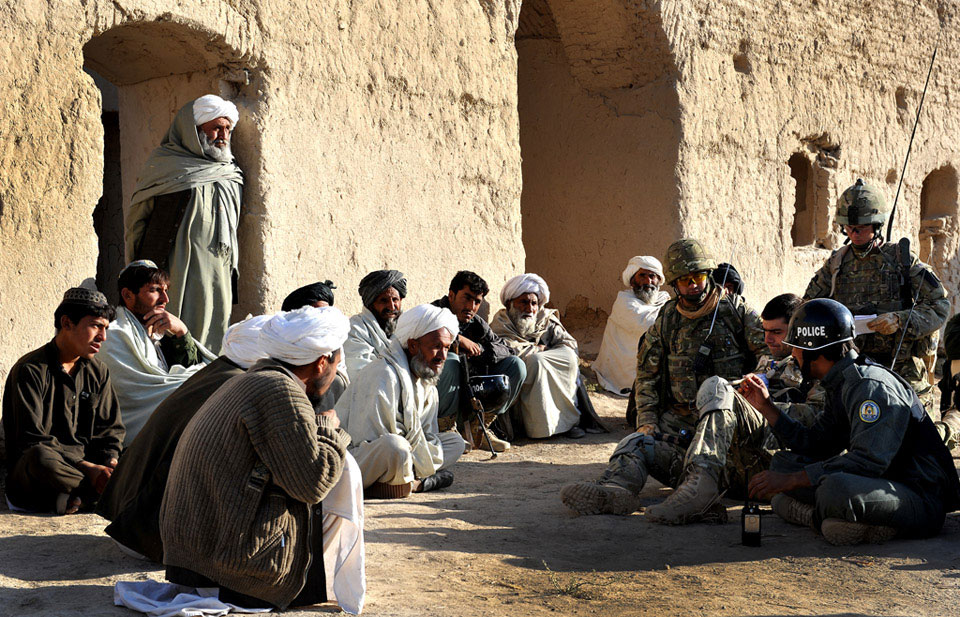 British soldiers and Afghan National Police meet Afghan civilians ...