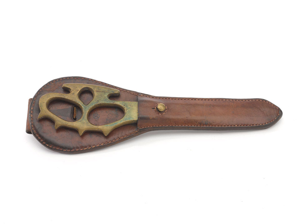 Leather sheath, 'Death's Head' Middle East Commando knife, 1941 (c ...