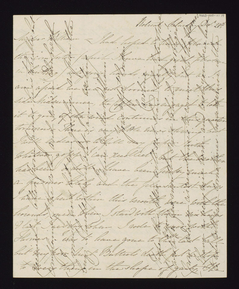 Letter sent to Lieutenant William Henry Hare from his cousin Caroline ...