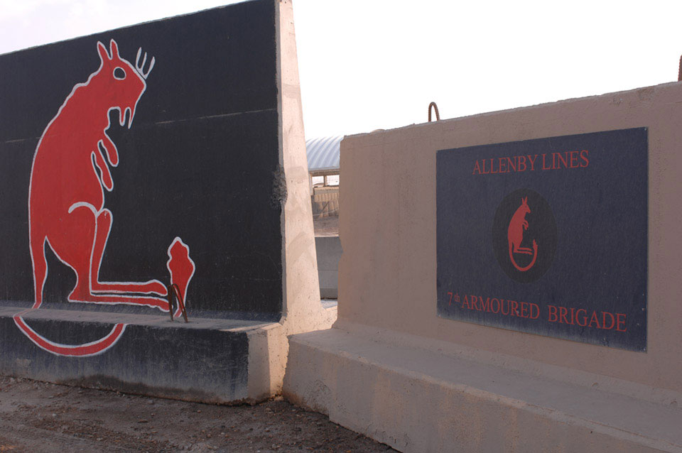 Concrete blast wall sections, 7th Armoured Brigade murals, Basra Air ...