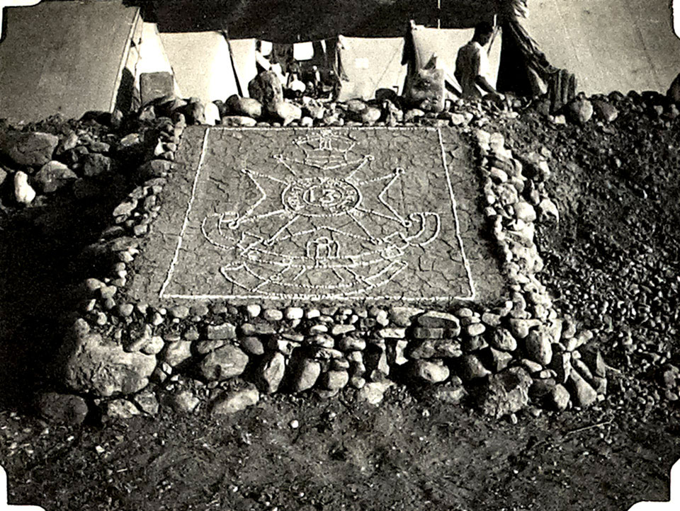 'The Cookies', the badge of the 13th Frontier Force Rifles marked out ...
