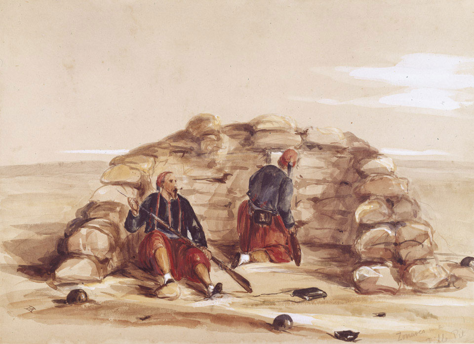 Zouaves in a Rifle Pit, 1855 | Online Collection | National Army Museum ...