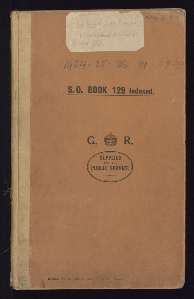 Annual discharge book of the Royal Irish Regiment, 1923-1930 | Online ...