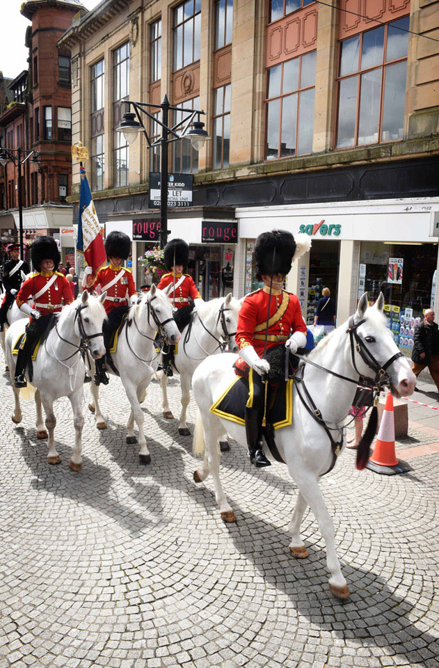 The Waterloo Squadron of the Royal Scots Dragoon Guards parades through ...