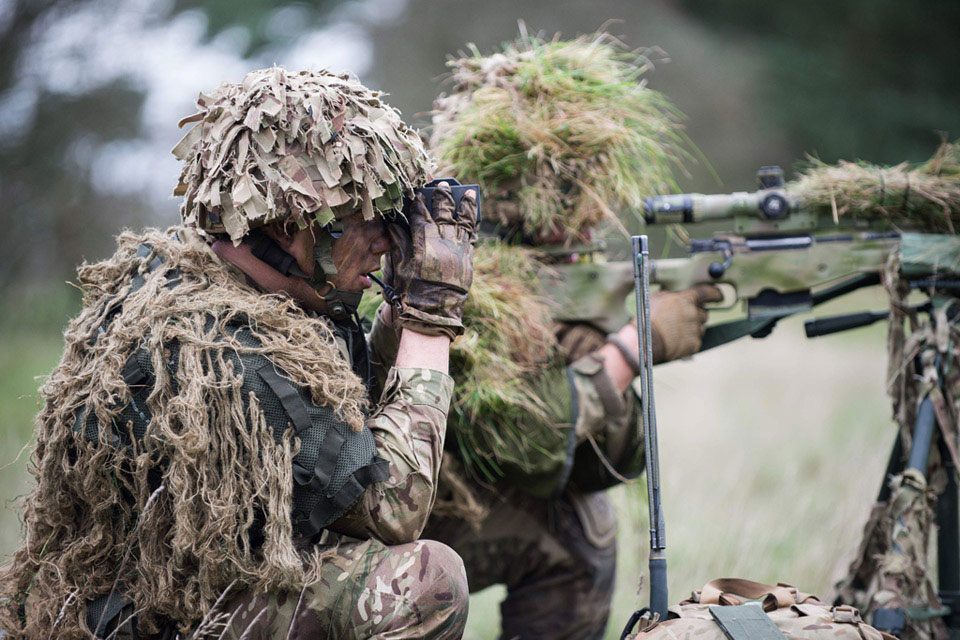 A sniper team of 2nd Battalion The Royal Anglian Regiment, Stanford ...